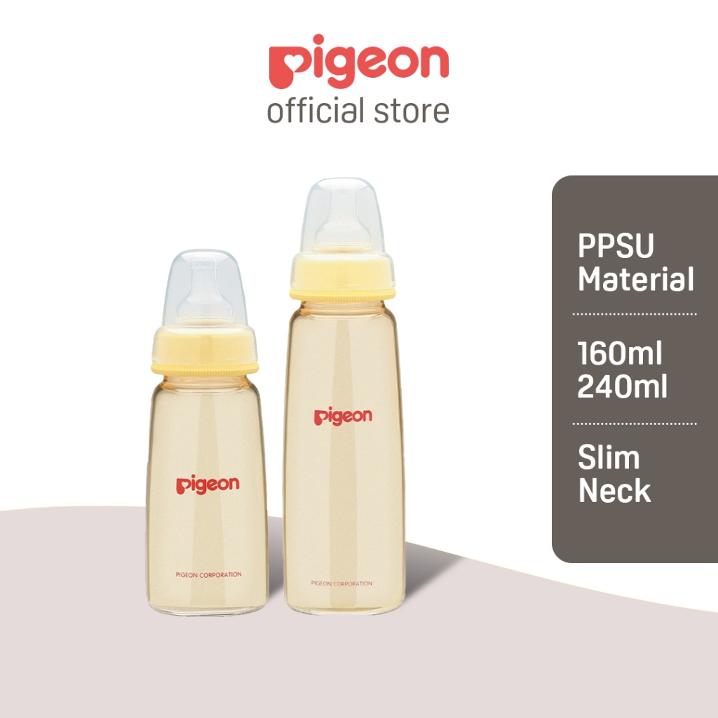 PIGEON Slim Neck PPSU Nursing Bottle, Peristaltic Nipple (160ml-S / 240ml-M) | Shopee Malaysia