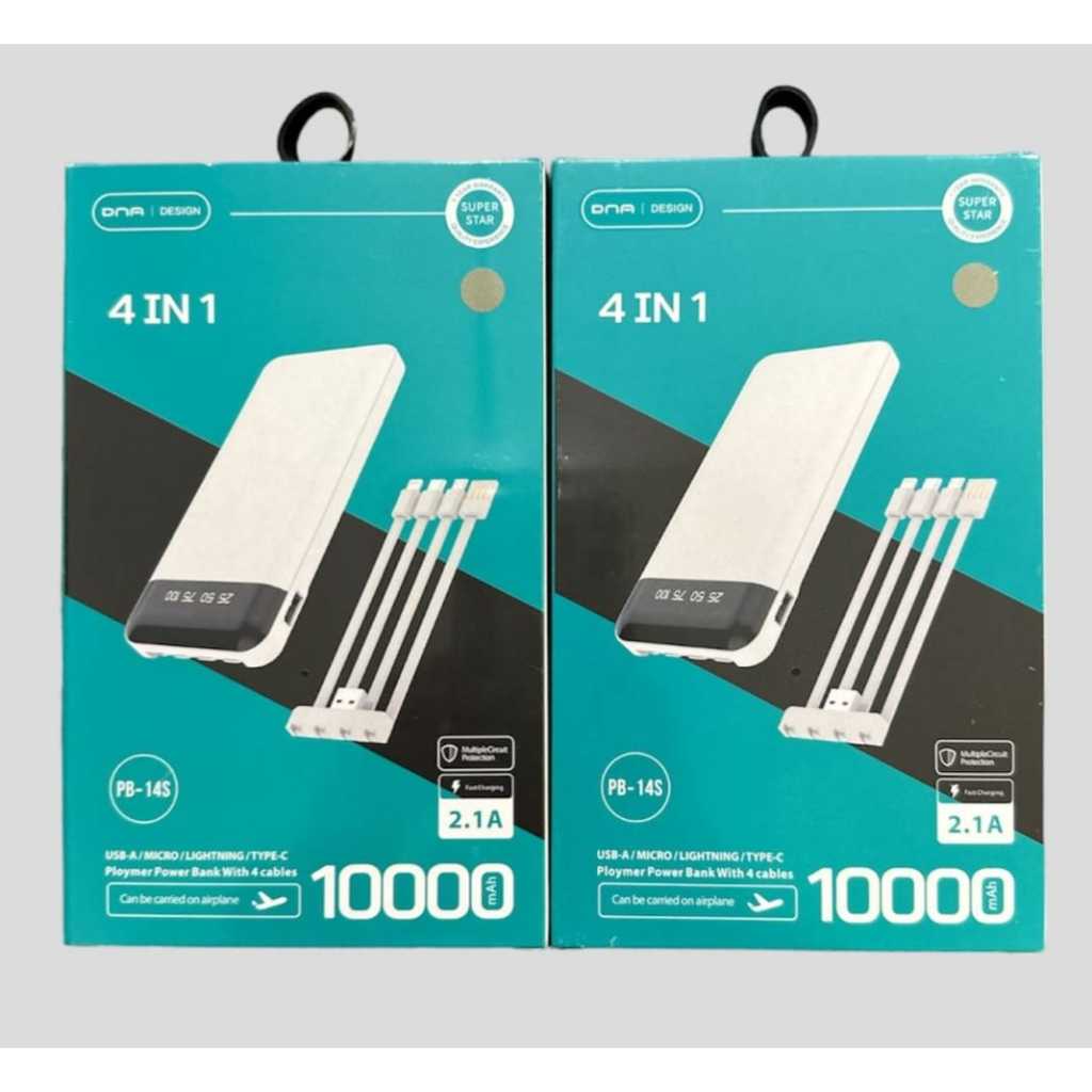 🔥 DNA POWER BANK PB14🔥 DNA DETACHABLE 4 CABLES DIGITAL DISPLAYS 10K ...