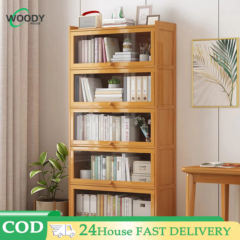Display Cabinet BookShelf Bookcase Cabinet Cupboard Bamboo cabinet ...