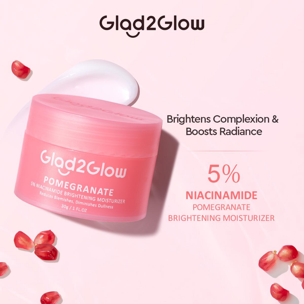 Glad2glow Pmomegranate Niacinamide Brightening Moisturizer Whitening Glowing Gel Day Night Cream
