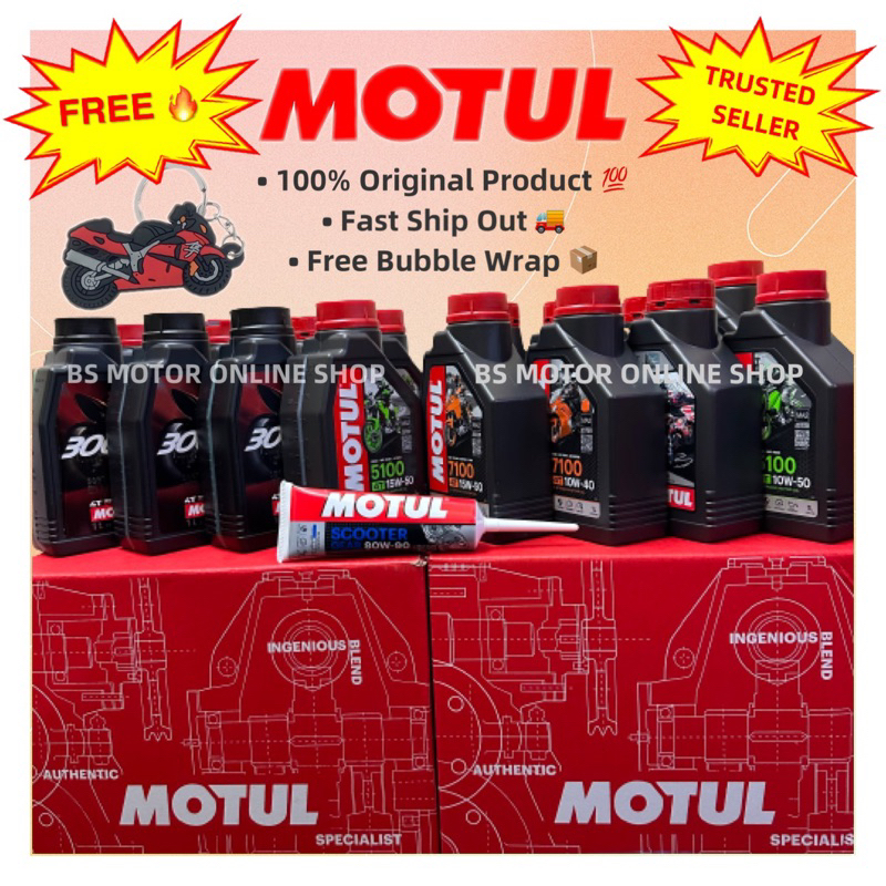Motul Motor Oil 🔥 Free Keychain 🔥 100% Original 🔥 H-Tech 4T 10W-40 ...