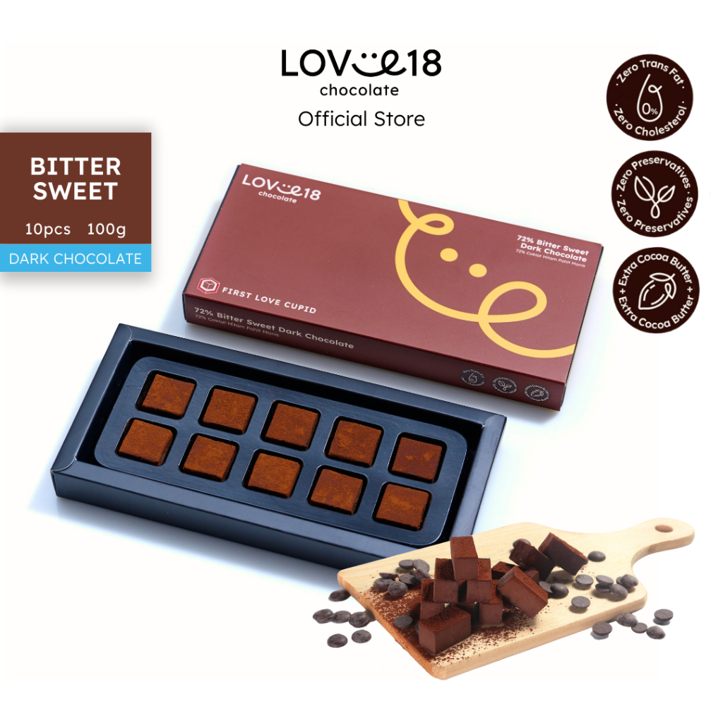 Love18Chocolate 70% Bitter-Sweet Dark Chocolates (100g, 10 Pcs ...