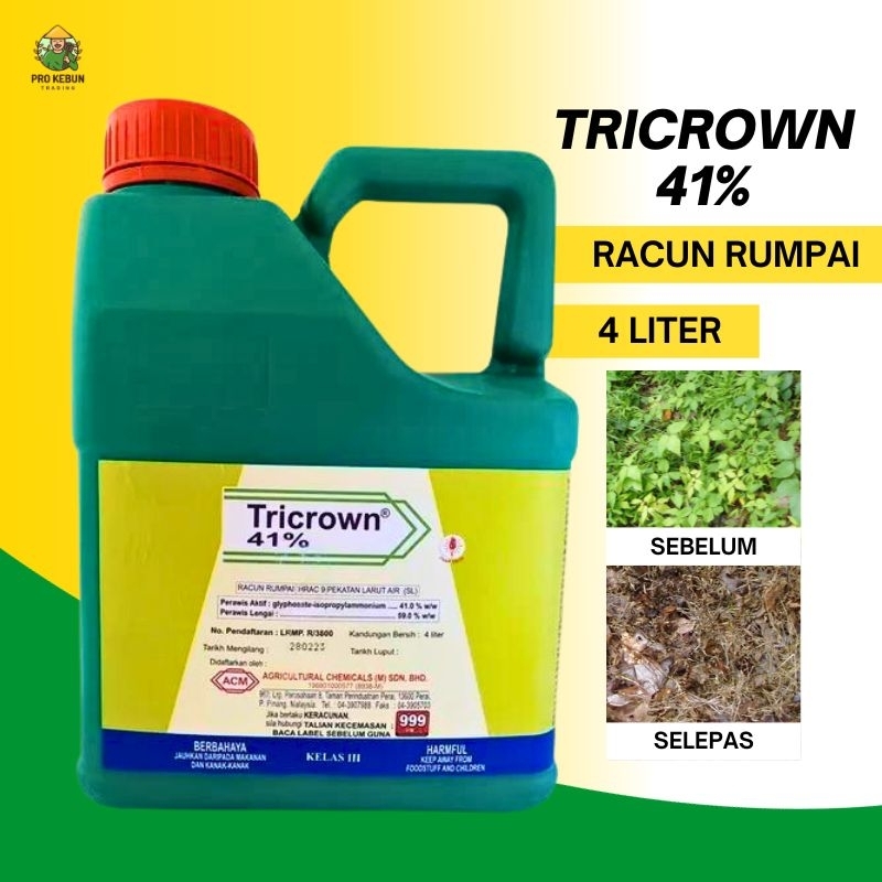 Racun Rumput Serap 4 Liter Racun ACM Tricrown Racun Lalang Herbicide ...