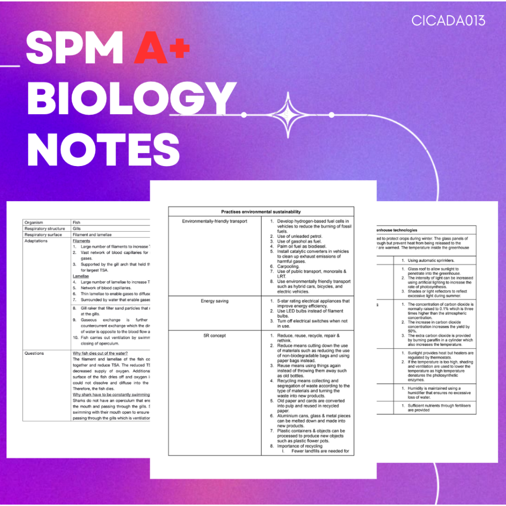 🔥SPM Biology A+ Notes ⭕️ Compilation of all KSSM & KBSM syllabus for ...
