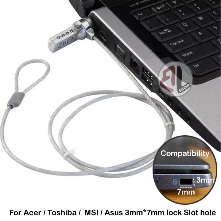 Notebook Lock / Laptop Numeric Security Password / Key Lock Pin Size ...
