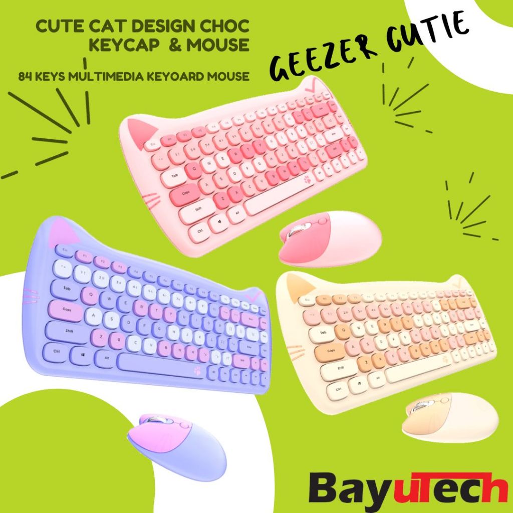 Geezer Cutie Cat 2.4G Wireless Keyboard Mouse Set 84 Keys | Shopee Malaysia