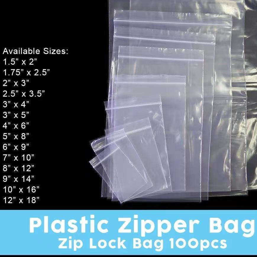Zipper Bag / Ziplock Bag / Zip Lock Travel Storage Plastic Bag - 100pcs ...