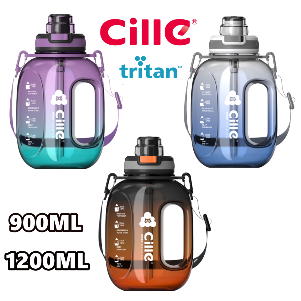 Cille Tritan Water Bottle BPA-Free Plastic Water Bottle c/w Straw Botol ...