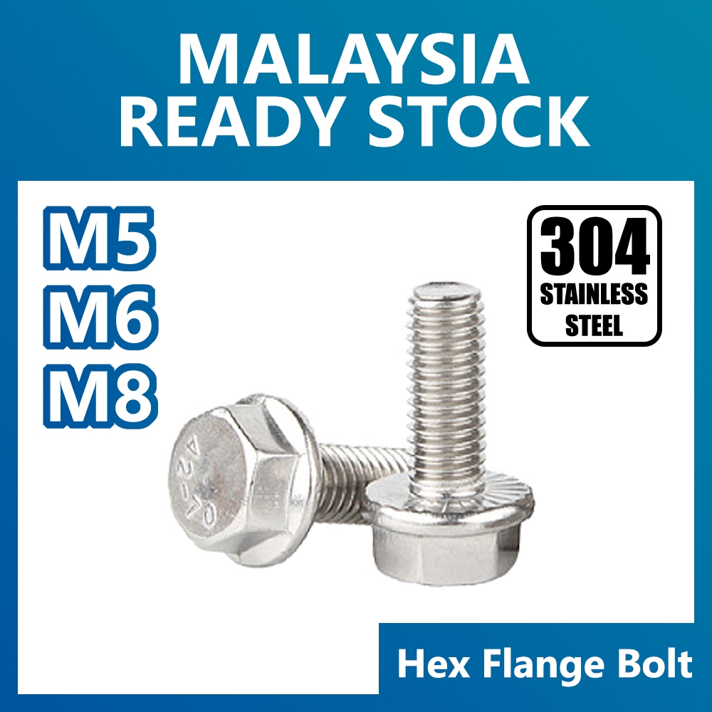 M5 M6 M8 Hex Flange Bolt 304 Stainless Steel Allen Bolts GB5789 Skru Spanner SHINY SURFACE DIY ...