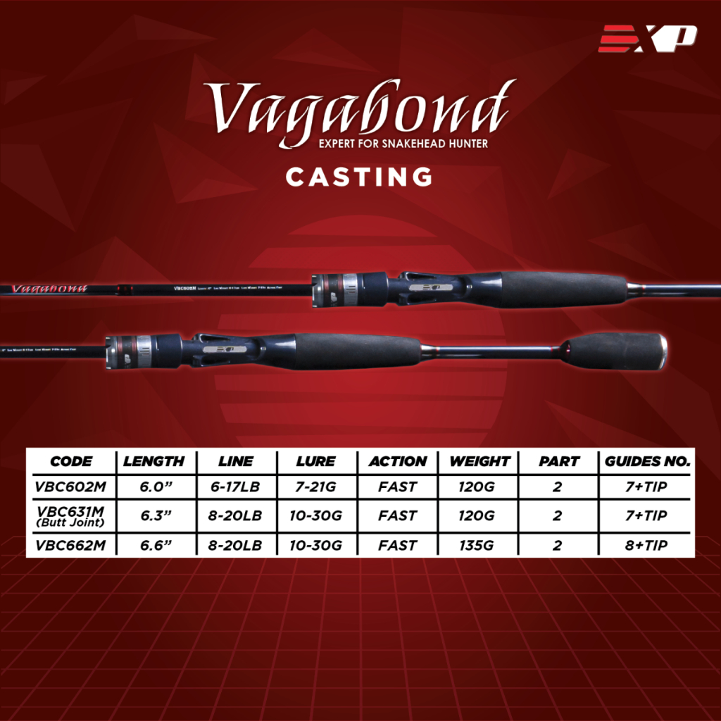 EXP VAGABOND ROD Carbon Fiber 2PCS & Butt Joint Fishing Rod Light ...