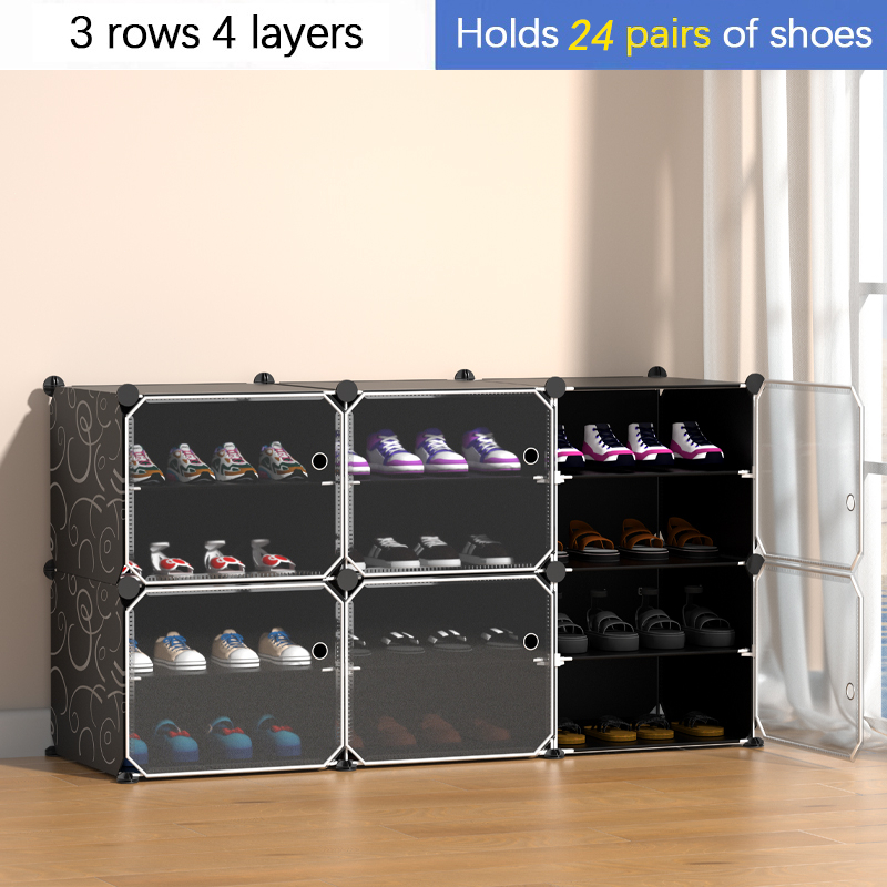 Shoe Rack With Door Rak Kasut Bertutup Storage Box Stackable Shoe Box ...
