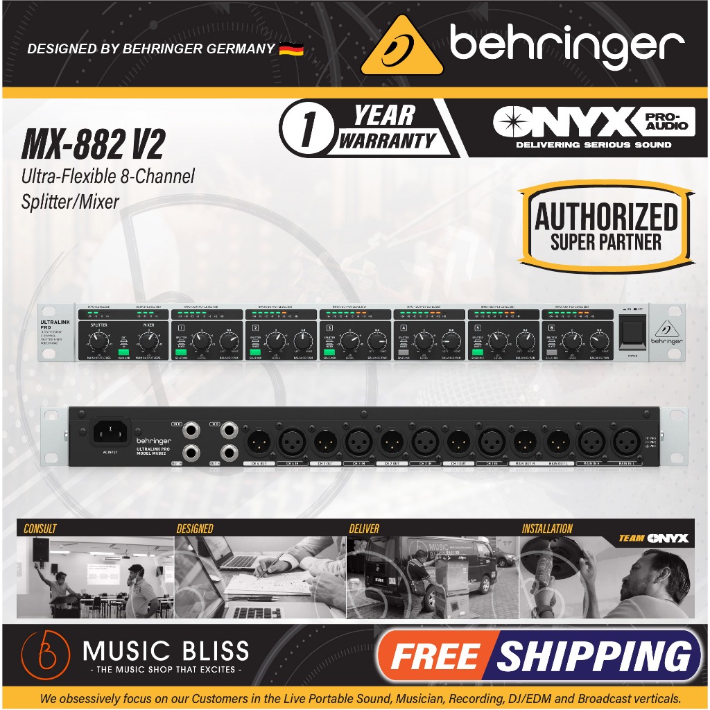 Behringer Ultralink PRO MX882 V2 Rackmount Mixer / Splitter (MX882V2 ...