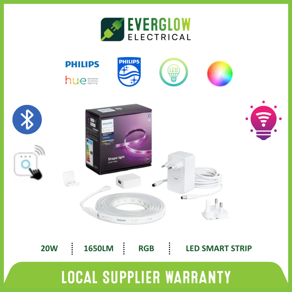 PHILIPS HUE BLUETOOTH LIGHTSTRIP PLUS BASE 20W 2 METER SMART LIGHT ...