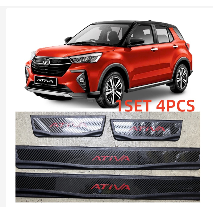 Perodua Ativa CARBON Series Stainless Steel Door Side Step Side Sill ...
