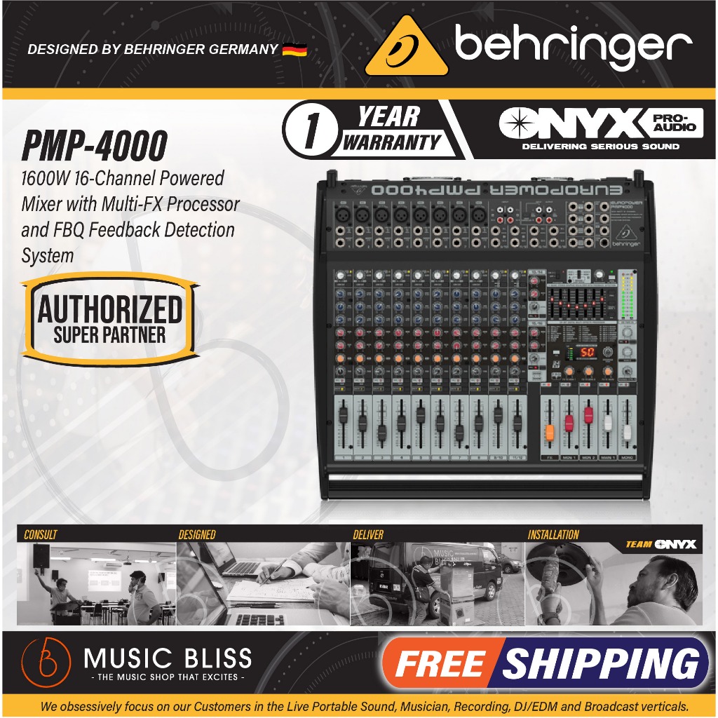 Behringer Europower PMP4000 16-channel 1600-Watt Powered Mixer (PMP ...