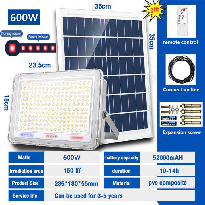 [Warm Light] Solar Light Outdoor Lighting 1000W LED Solar Spotlight ...