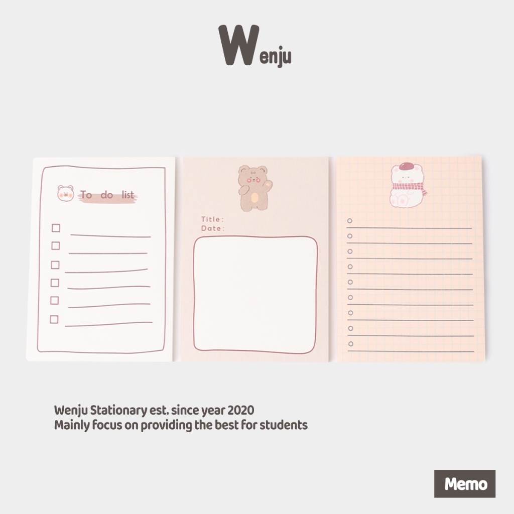 WENJU | 50 sheets Korean Sticky Notes Memo Fruity & Bear (11styles ...