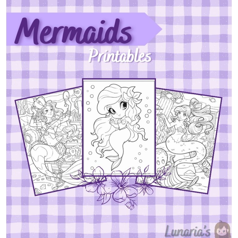 LUNARIA'S [Printables] Mermaids - 100 Colouring Pages For Kids and ...