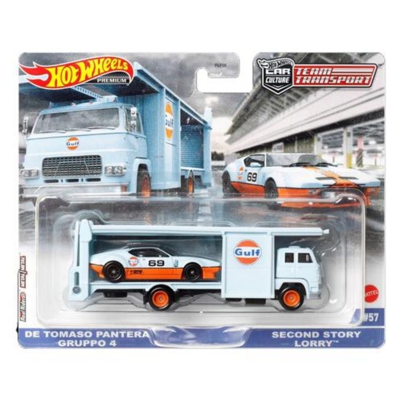 HOT WHEELS PREMIUM CAR CULTURE TEAM TRANSPORT GULF DE TOMASO PANTERA ...