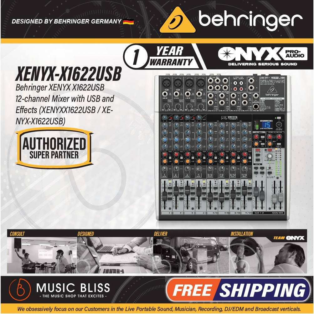Behringer XENYX X1622USB 12-channel Mixer with USB and Effects ...