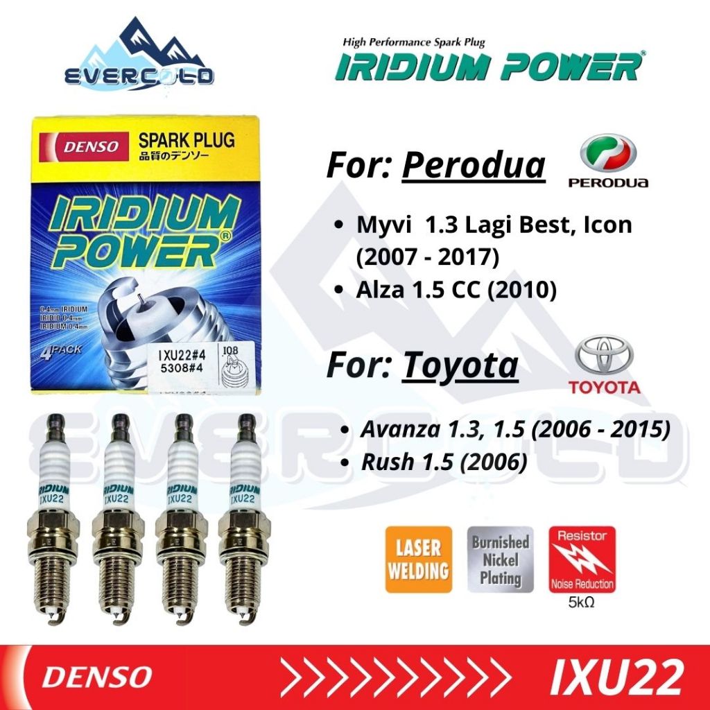 DENSO Iridium Power IXU22 - 067700-8720 Spark Plug For Perodua Myvi ...