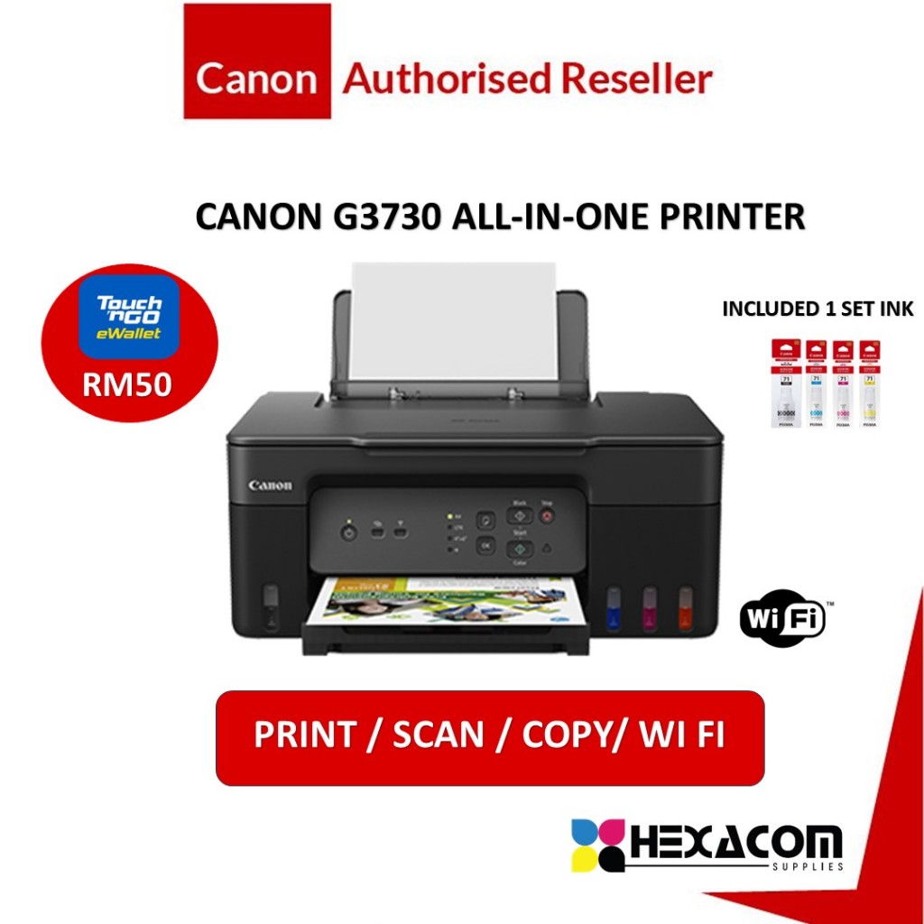 Canon PIXMA G3730 Refillable Ink Tank All-In-One Printer (Print/Copy ...
