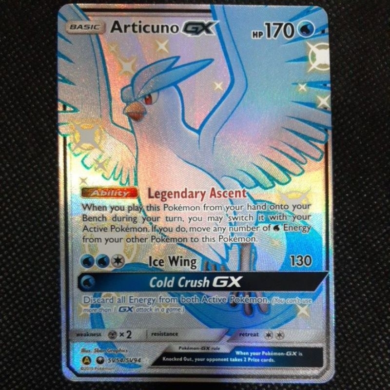 Pokemon Card TCG : Hidden Fates : Articuno GX SV54/SV94 Full Art Shiny ...