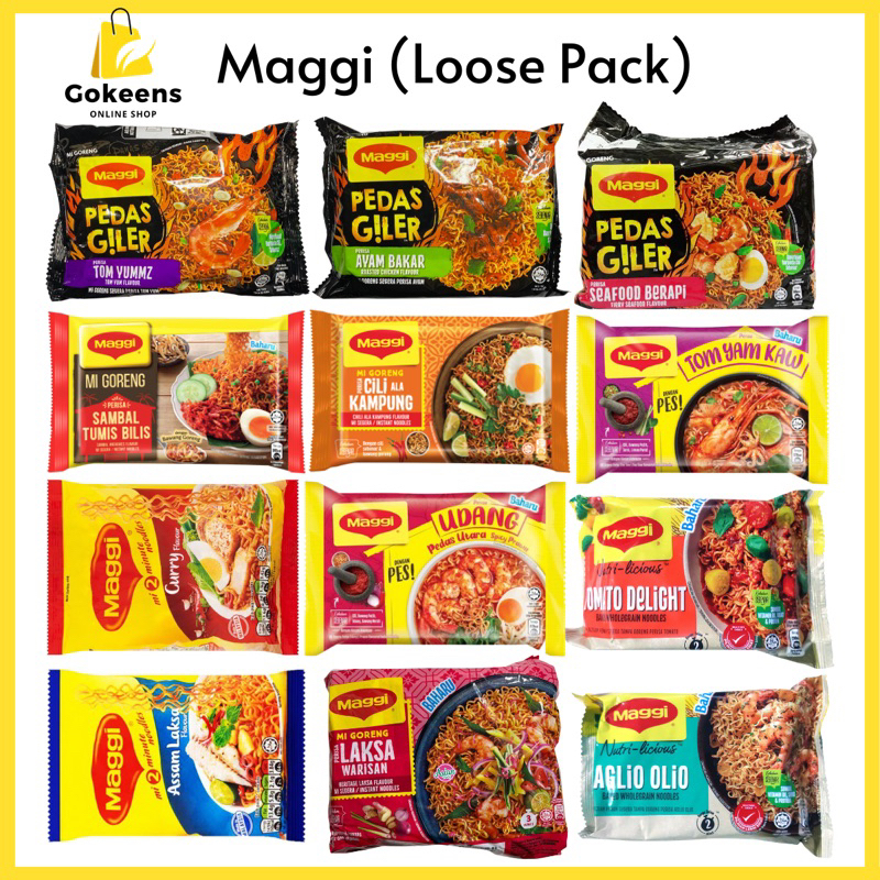 MAGGI Instant Noodles Loose Pack Asam Laksa, Kari, Ayam, Tom Yam, Maggi ...