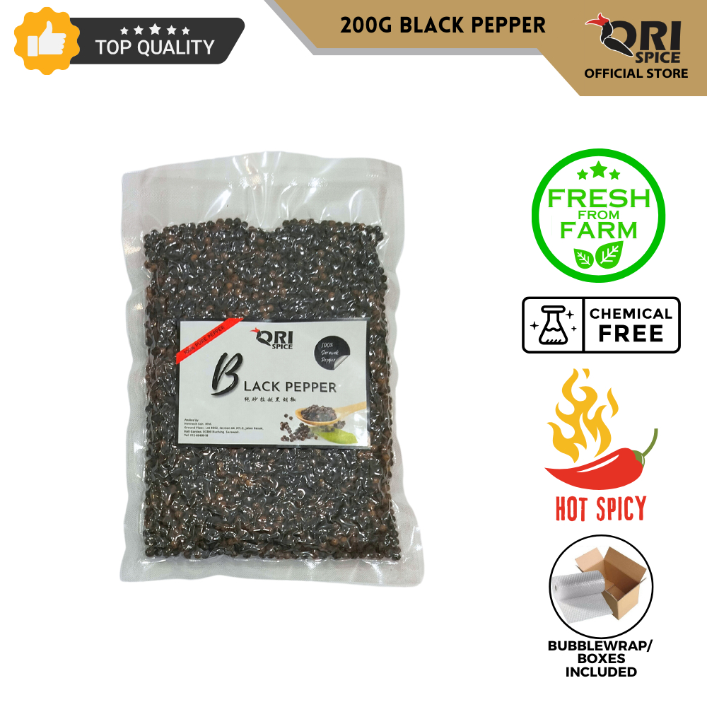 OriSpice 200g 100% Pure Sarawak Black Pepper Peppercorn Vacumm Pack ...