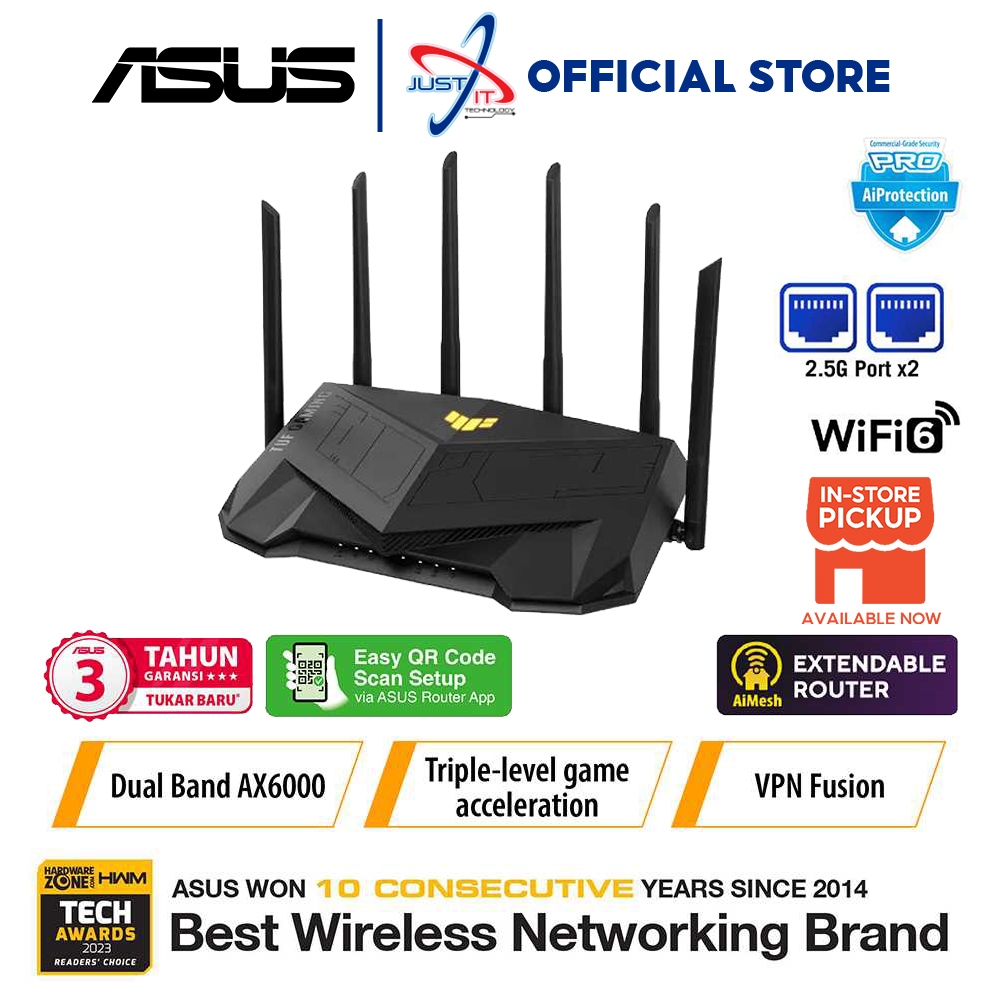 ASUS TUF-AX6000 Wi-Fi 6 TUF Gaming Router AX6000 AiMesh Extendable ...