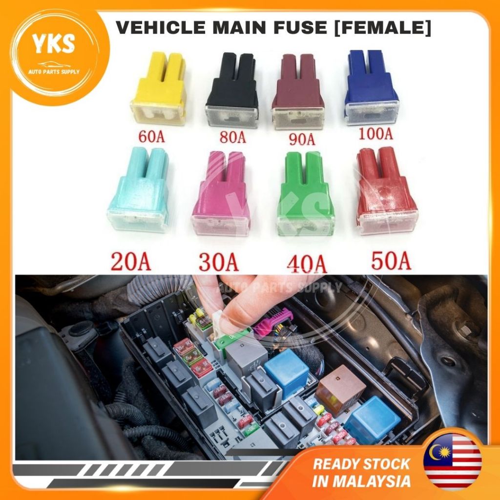 [VEHICLE MAIN FUSE FEMALE] 30A/40A/50A/60A/80A/100A UNIVERSAL FUSE ...