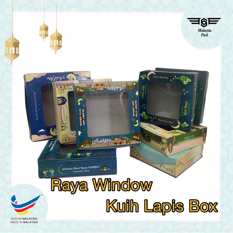 2023 Raya Window Kuih Lapis 10x10x2.5/talam box/biskut box | Shopee ...