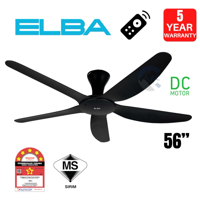 ELBA DC Remote Ceiling Fan 56" TERRA ECF-N5652L(BK)| ECF-N5650L(BK ...