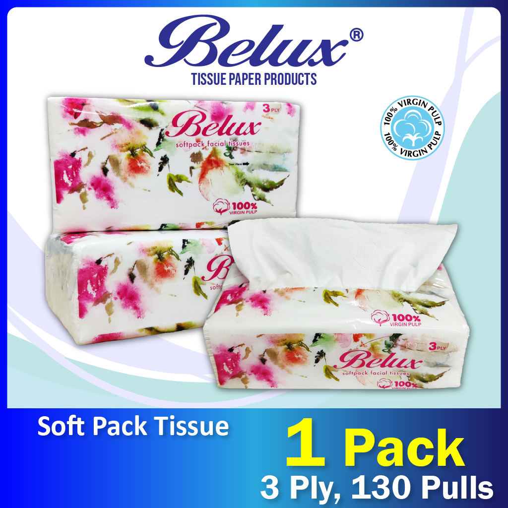 Belux Premium Soft Pack Facial Tissue 130 Pulls / Pack | 3 Ply | Pink ...