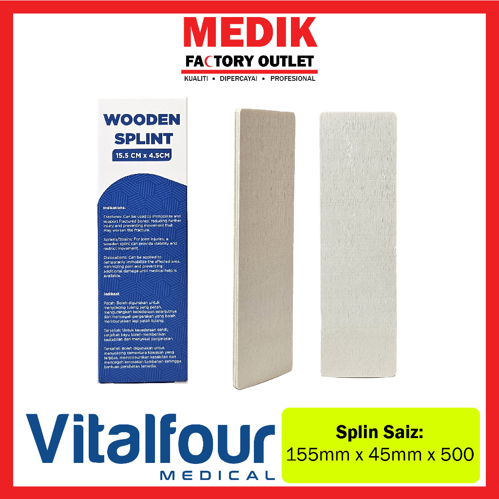 Splint Kayu Untuk Pertolongan Cemas Wooden Splint For First Aid (155mm ...