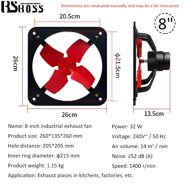 BS BOSS exhaust fan 8-24 inch Wall Type Light Duty Industrial kitchen ...