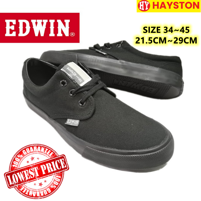 EDWIN Secondary Student Black School Shoes Canvas | EDWIN Kasut Sekolah ...
