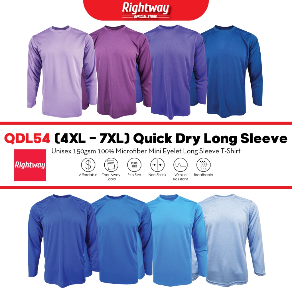 RIGHTWAY (4XL-7XL) Plus Size Microfiber Quick-Dry Long Sleeve T-Shirt ...
