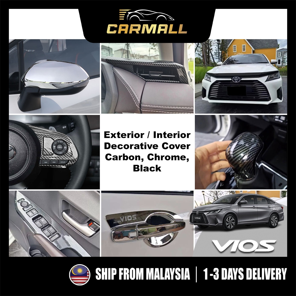 Toyota Vios AC100 2023-2025 Interior Exterior Chrome Black Carbon Fiber ...