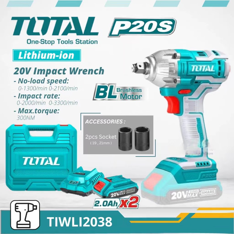 （100%ORIGINAL）Total Li-Ion Cordless Impact Wrench (300NM) Brushless ...