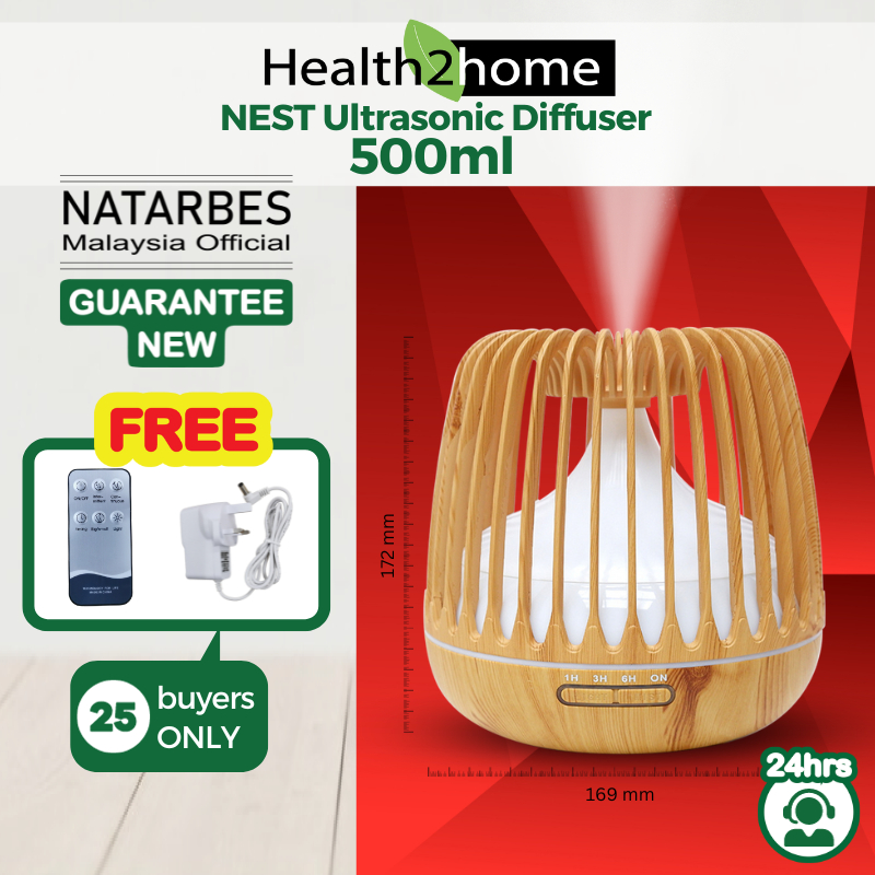 FREE REMOTE Wooden Nest Air Diffuser 500ml for Aromatherapy colorful ...