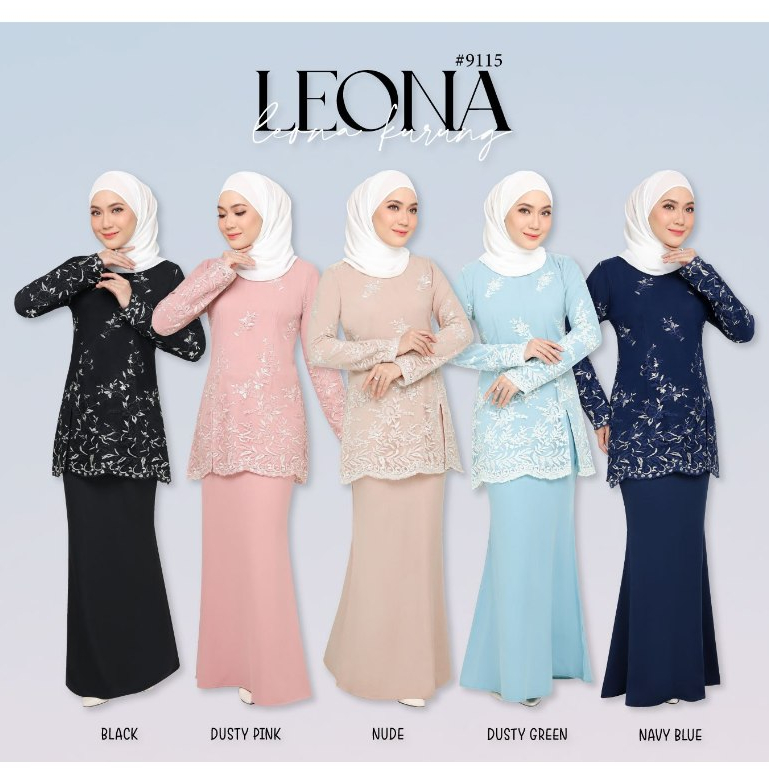 CHICCHOC LEONA KURUNG MODEN LACE MUSLIMAH FULL HEAVY LACE HIGH COLAR ...