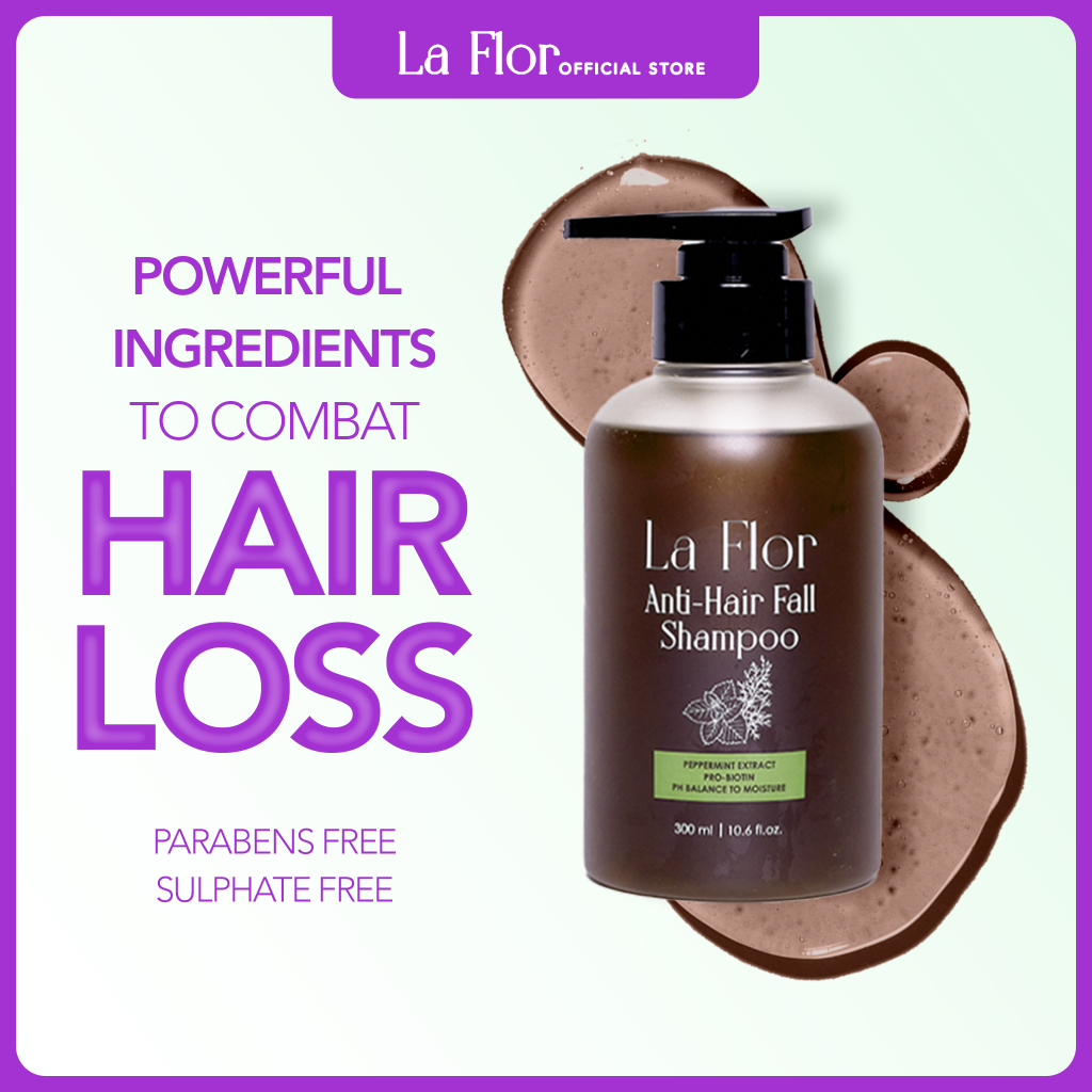 LA FLOR Syampu Anti Rambut Runtuh 300ml - Bebas Paraben & Sulfat ...