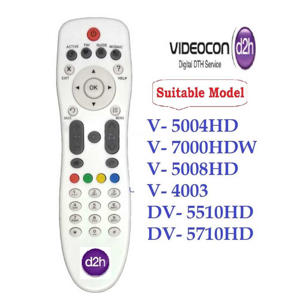 Videocon d2h Remote Control (V5004HD, V7000HDW, V5008HD, DV-5510HD ...