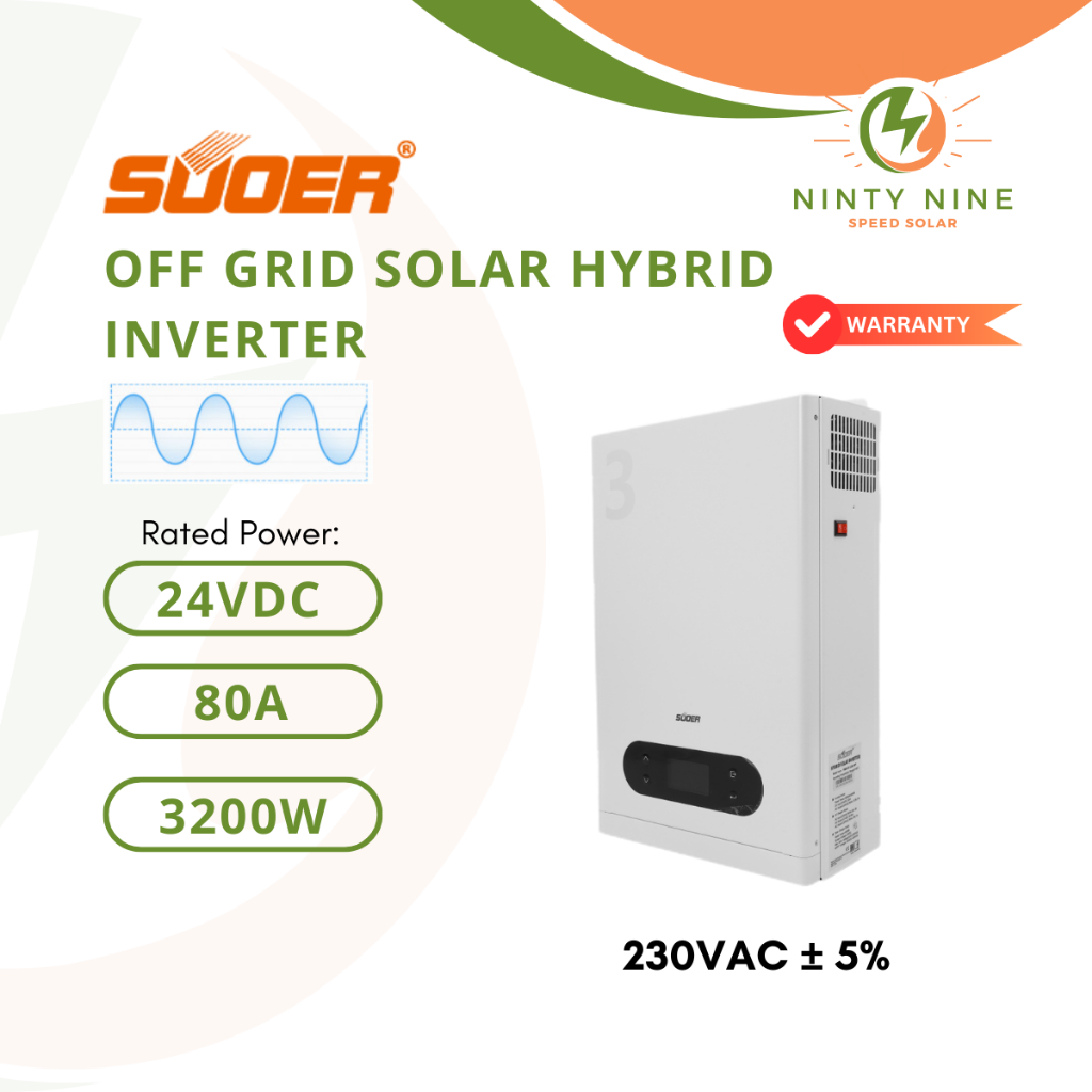 SUOER VMSIII-3.2K-24 Off Grid Solar Hybrid Inverter 230V Pure Sine Wave ...