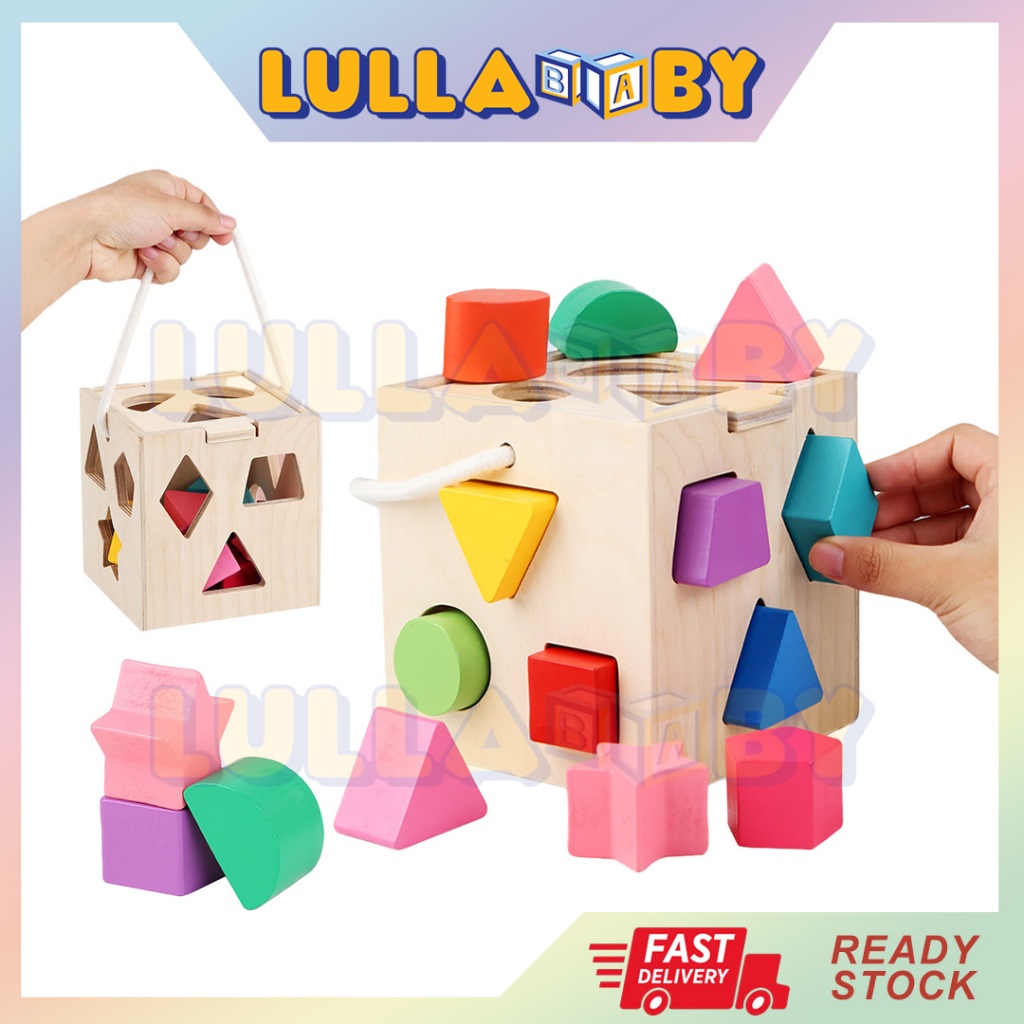 🔥READY STOCK🔥Wooden Educational Toys Wooden Blocks Matching Toy Kids ...