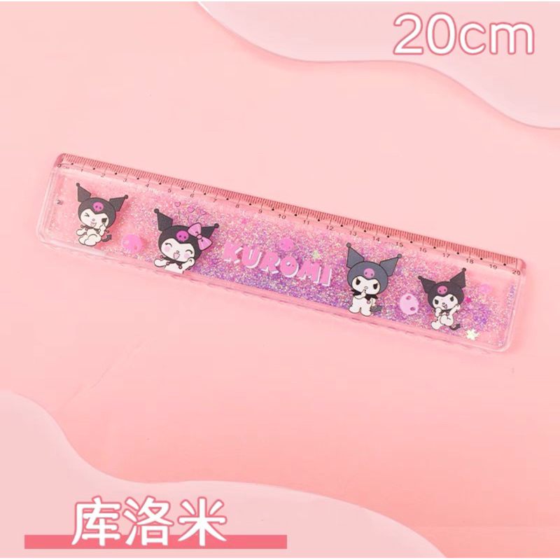 Sanrio 20cm Quicksand Glitter Ruler Cute Kuromi Cinnamoroll My Melody ...