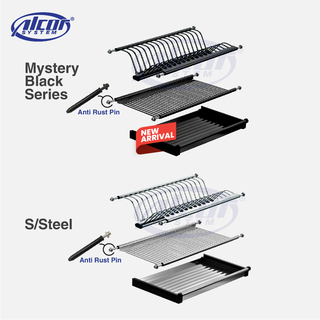 Stainless Steel 2 Tier Dish Rack Hitam Rak Pinggan Kitchen Rack Dapur ...