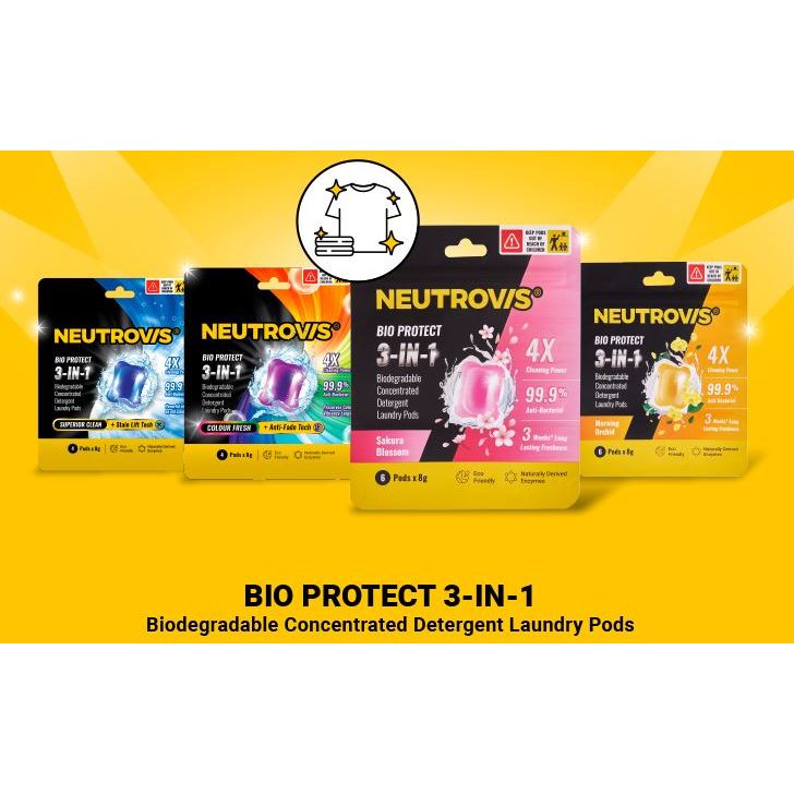 NEUTROVIS Bio Protect (3 IN 1) Laundry Pods (8g x 6 /12 / 25 Pods ...