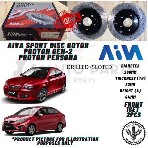 PROTON GEN-2 / PROTON PERSONA (FRONT) 100% AIVA SPORT DISC ROTOR ...